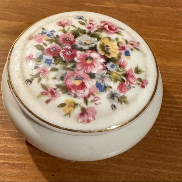 Accents | Vintage Porcelain Trinket Box With Floral Design On The Lid ...